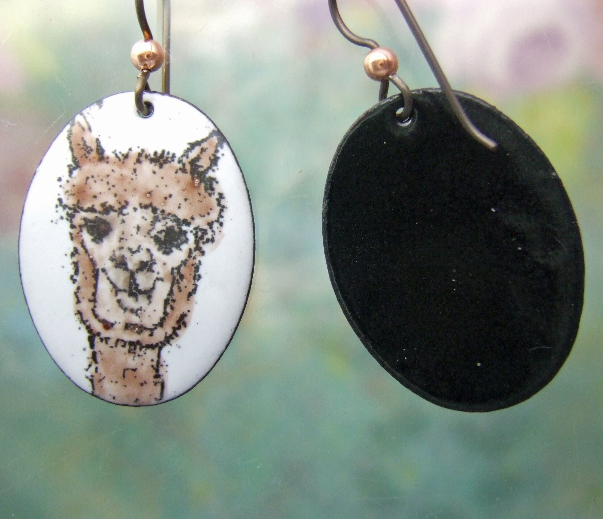 A Pair of Alpacas Enamel Earrings Copper Enamel Jewelry - Etsy