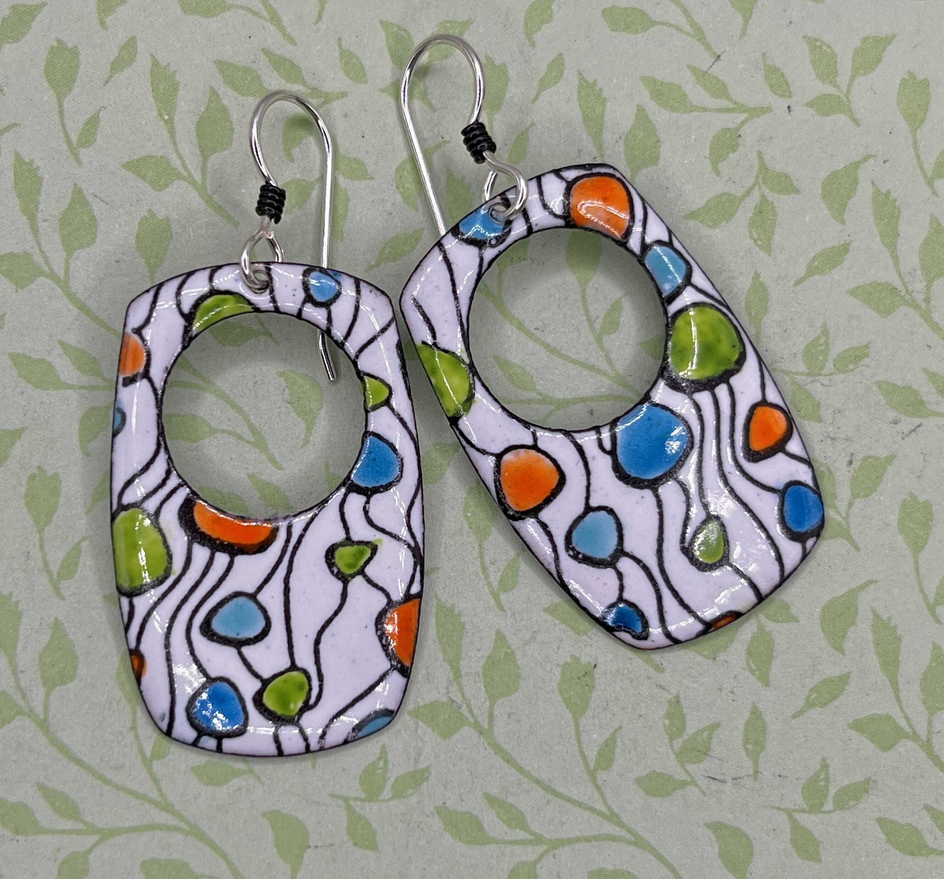 Tropical Currents, Midcentury Earrings,60s Earrings,boho Earrings,miami ...