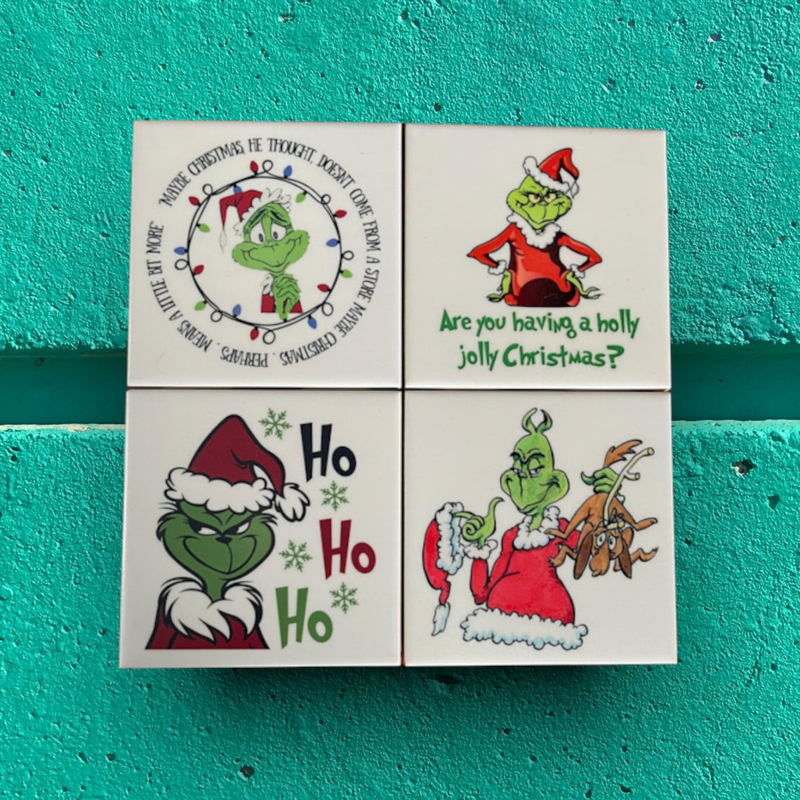 Grinch Themed Coasters - Etsy