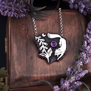 Fox With Foxglove and Amethyst - Etsy