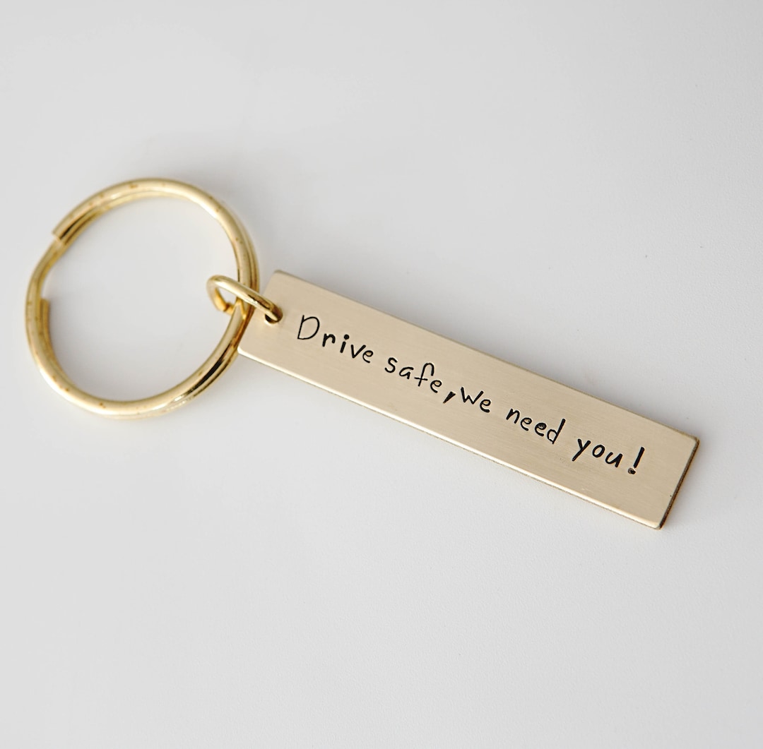 Drive Safe Keychain Custom Brass Keychain Both Sided - Etsy