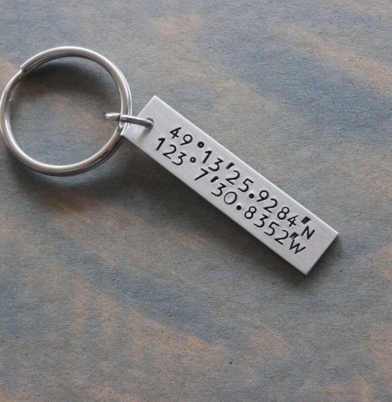 Custom Coordinates Keychain Latitude Longitude Keychain Gps - Etsy