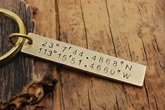 Custom Coordinates Keychain personalized engraved keychain | Etsy