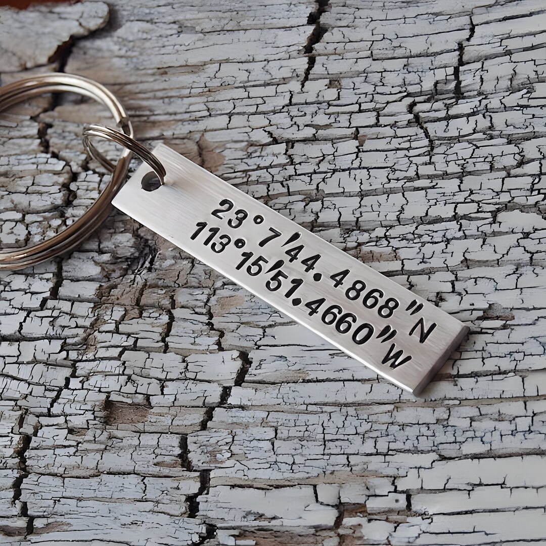 Custom Coordinates Keychain, Latitude Longitude Keychain, Gps ...