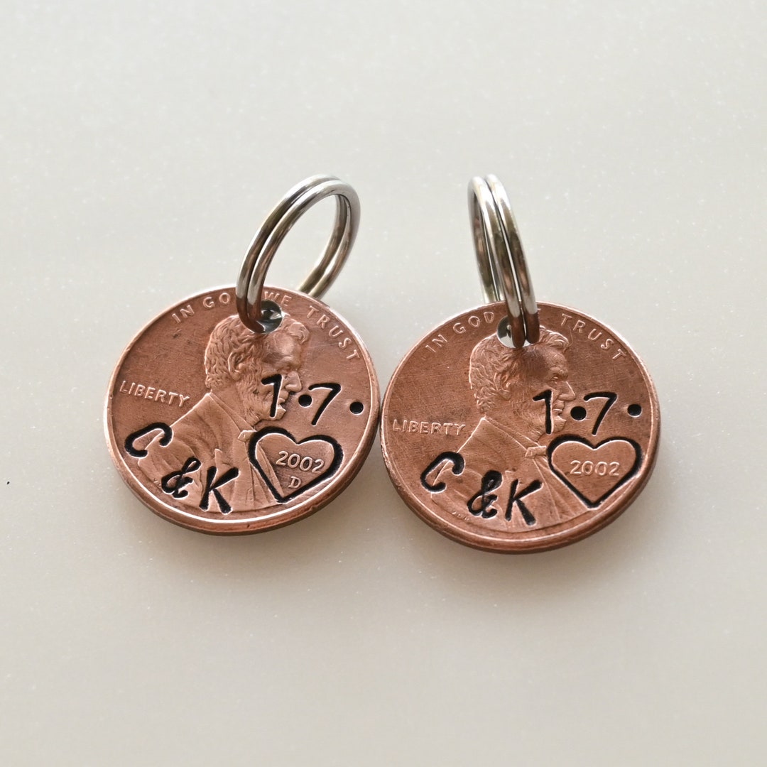 Personalized Penny Keychain, Personalized Initials Keychain ...
