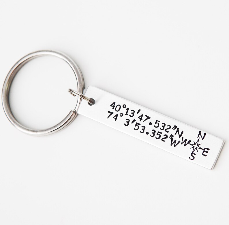 Custom Coordinates Keychain Latitude longitude Keychain gps | Etsy