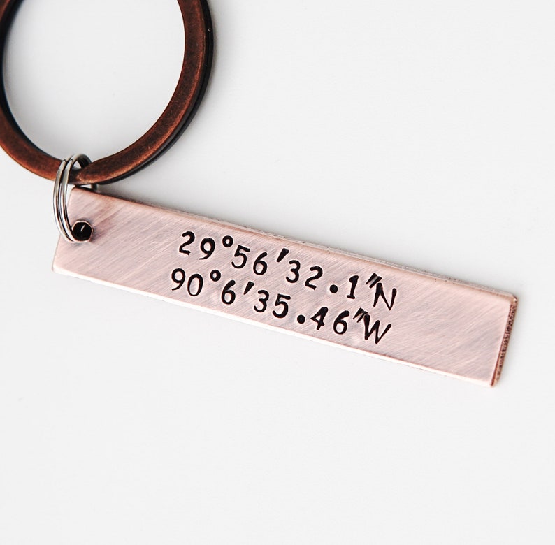 Coordinate Keychain Ring Keychain Latitude Longitude - Etsy UK