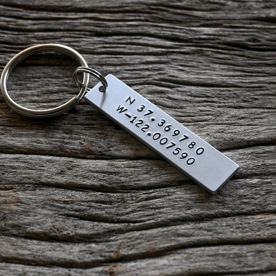 Personalized Keychain With Custom Coordinates | Longitude Latitude ...