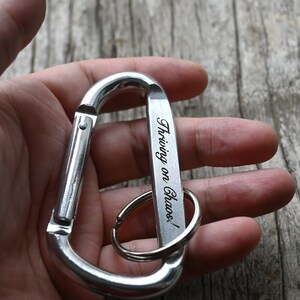 Personalized Silver Carabiner With Black Message - "thriving on Chaos ...
