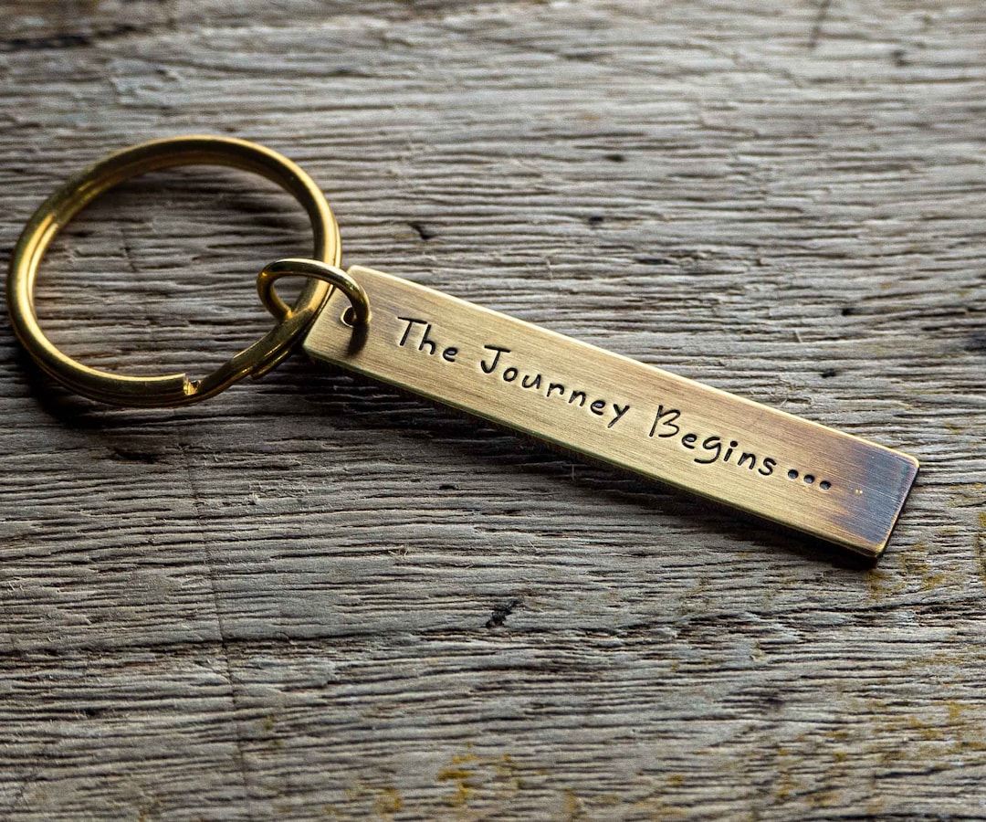 Custom Brass Keychain: Personalized Travel Gift - Etsy