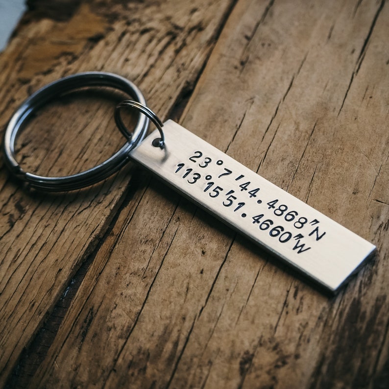 Custom Coordinates Keychain Latitude Longitude Keychain Gps - Etsy
