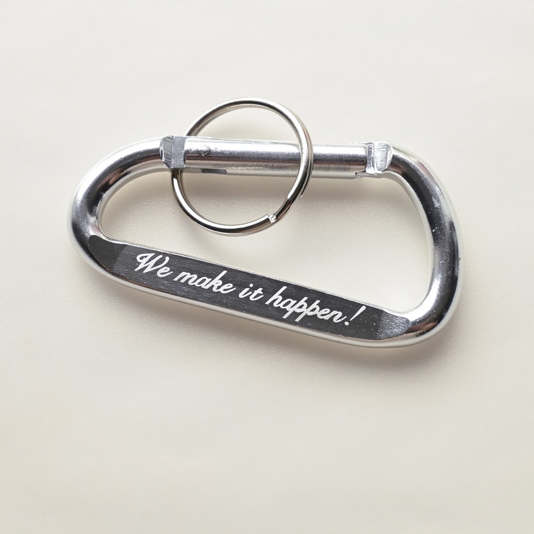 Personalized Carabiner - Engraved Custom White Message Keychain ...