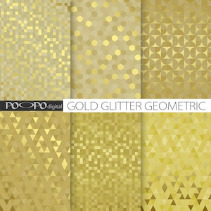 Gold Geometric Digital Paper black white gold glitter | Etsy