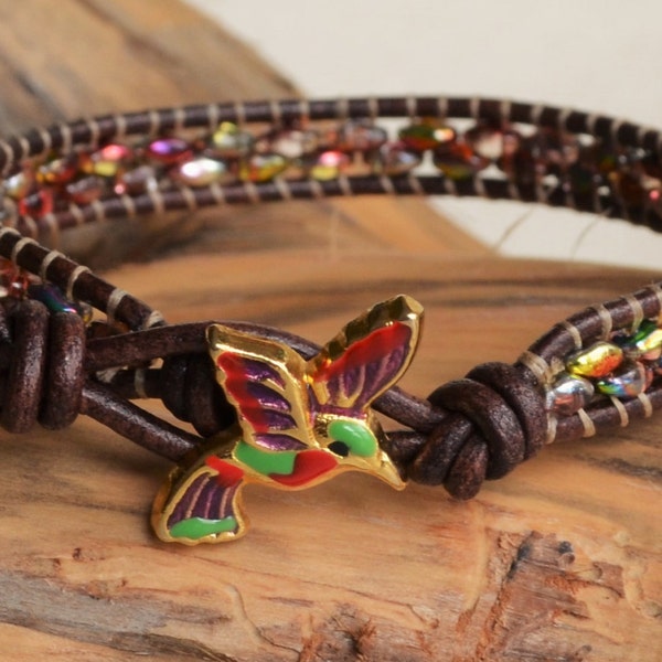 Leather Hummingbird Bracelet - Etsy