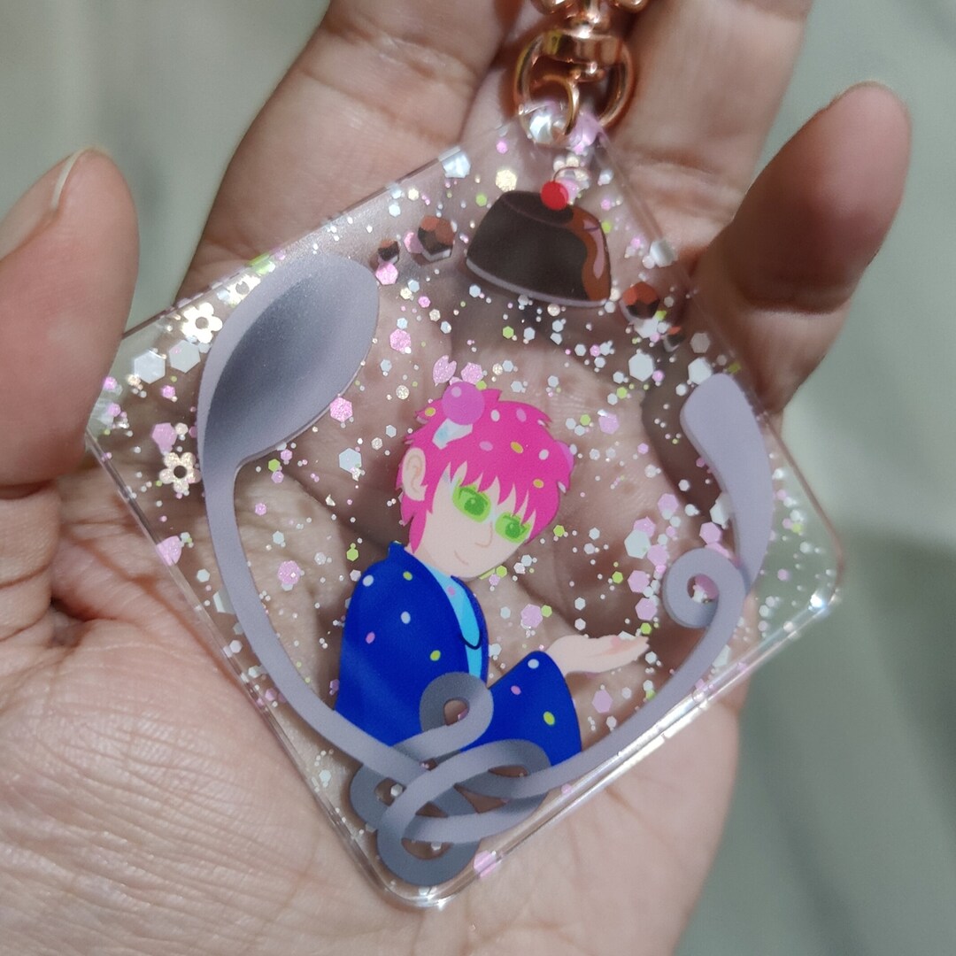 Saiki Kusuo Spring Sparkle Charm - Keychain With Pretty Metallic Flower ...