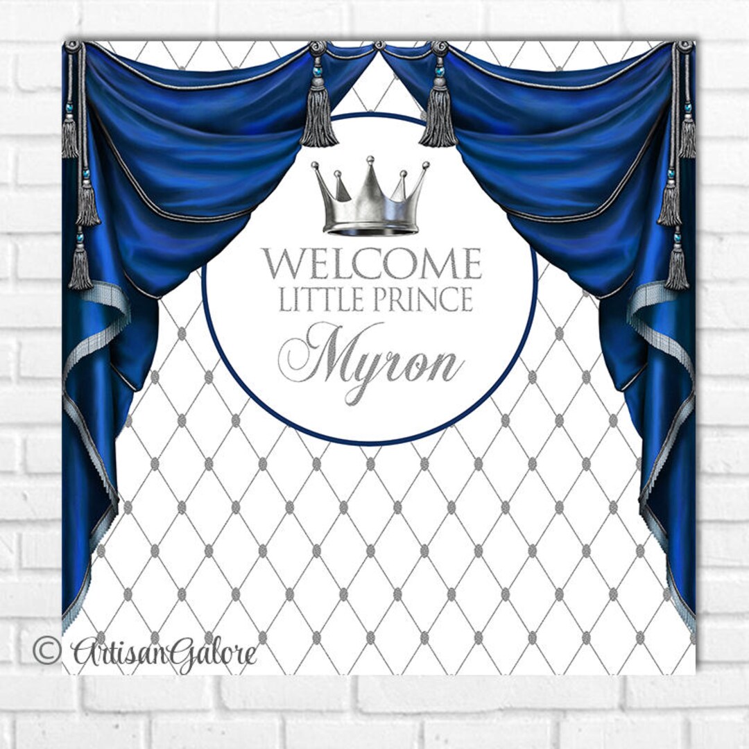 Prince Backdrop, Little Prince Baby Shower, Prince Birthday, Royal Blue ...
