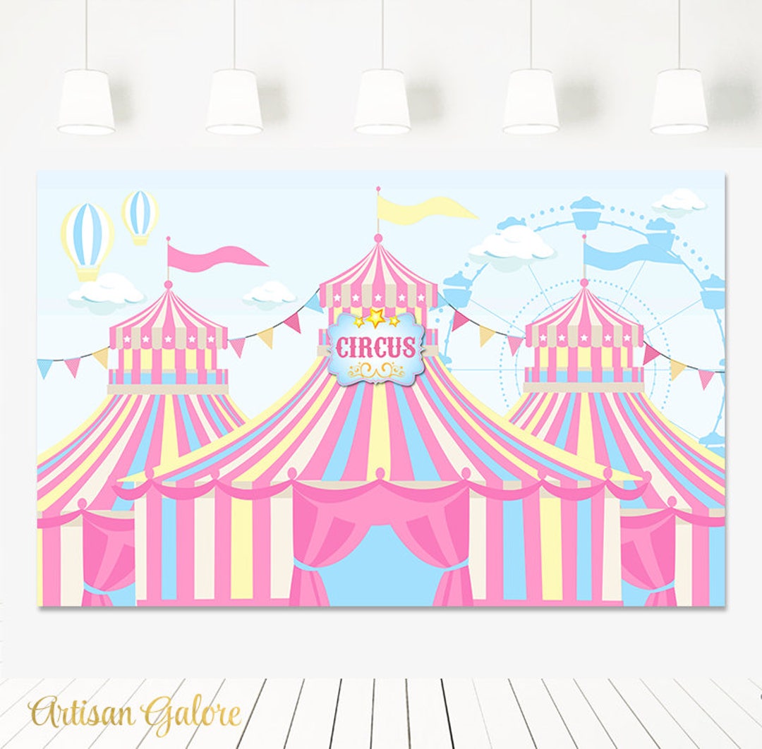 Carnival Birthday Backdrop, Circus Backdrop Banner, Pink Circus ...