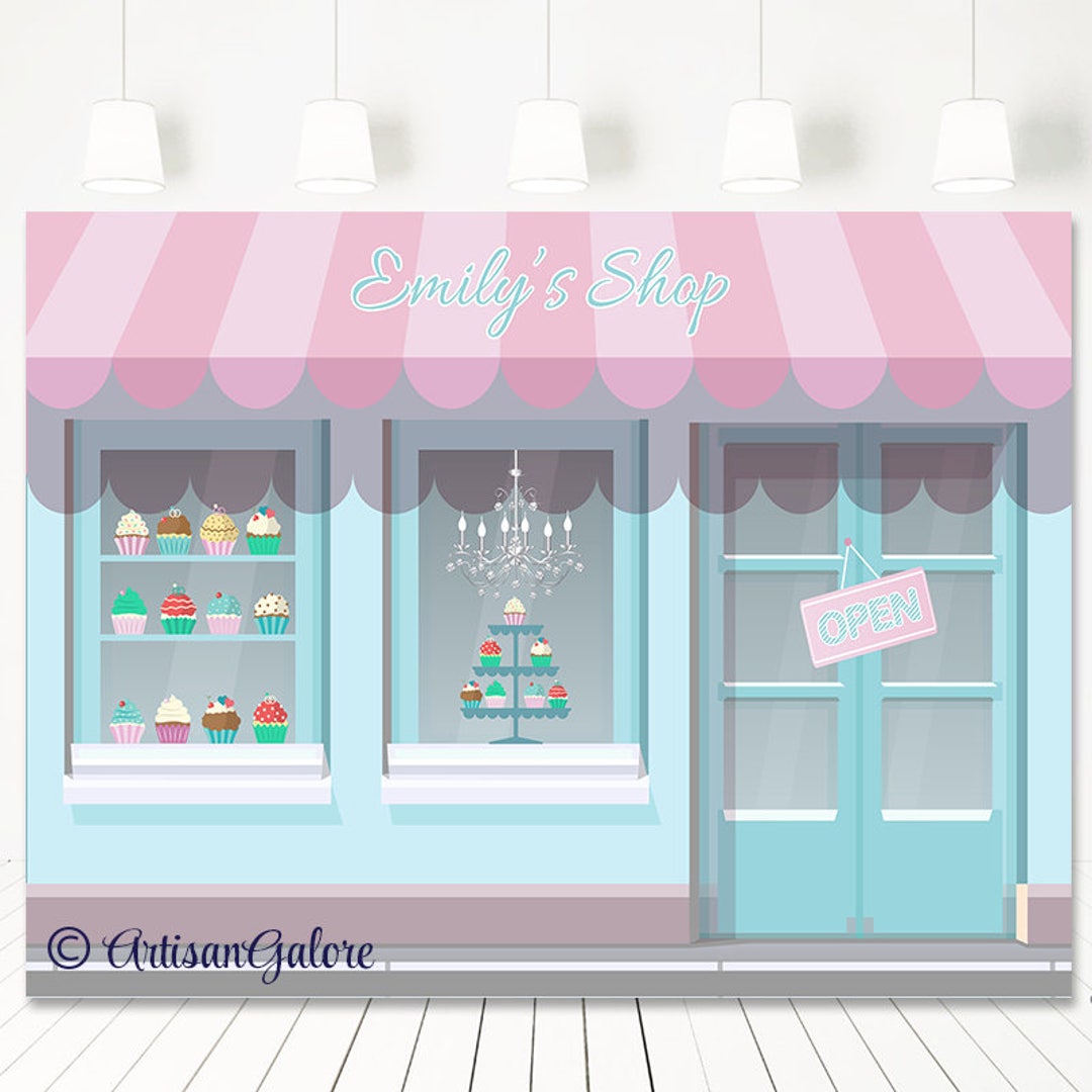 Cupcake Sweet Shoppe Backdrop, Dessert Table Backdrop, Candy Shop ...