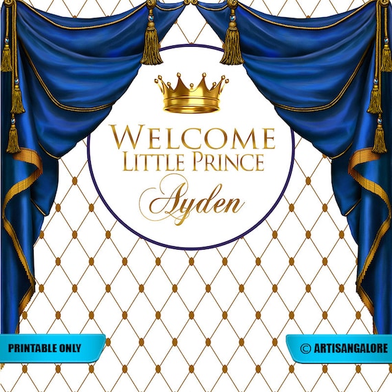 Prince backdrop, Little Prince Baby Shower, Prince Birthday, Royal Blue ...