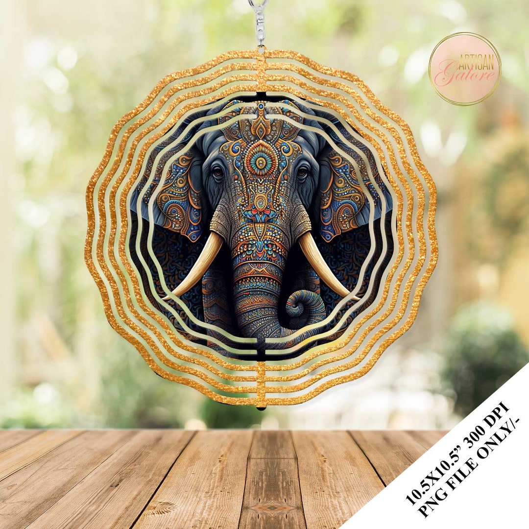 Elephant Mandala Wind Spinner Sublimation Design Template, Elephant ...