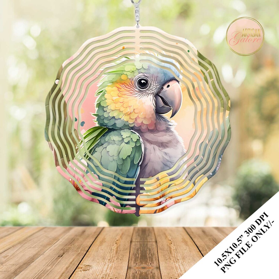Parrot Wind Spinner Watercolor Sublimation Design Template, Floral Wind ...
