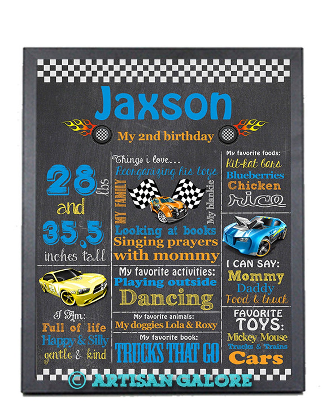 Race Cars Theme Birthday Chalkboard Sign Poster, Printable, Matchbox ...