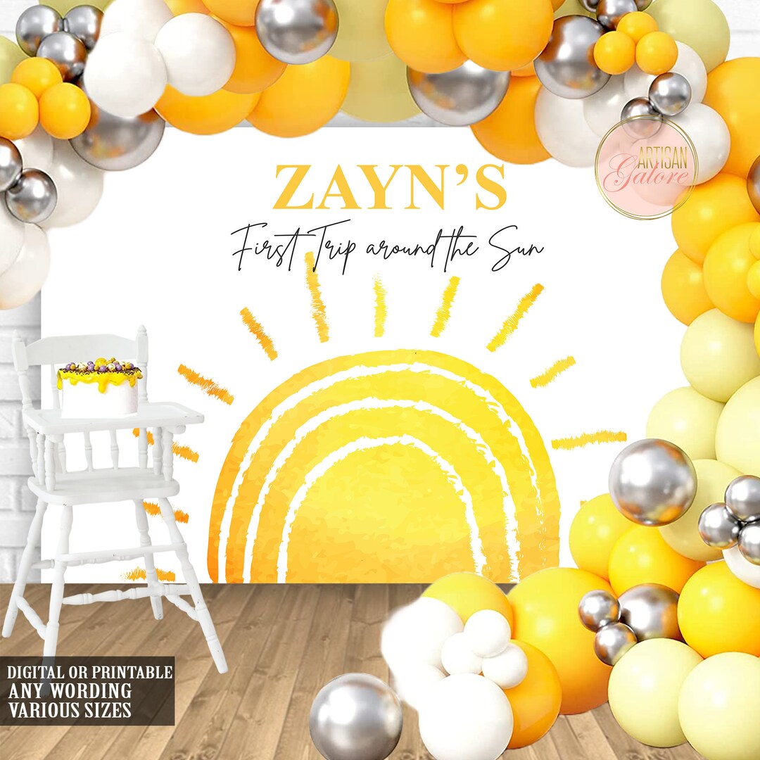 Boho Sun Backdrop, 1st Trip Around the Sun Birthday Backdrop, Sun ...