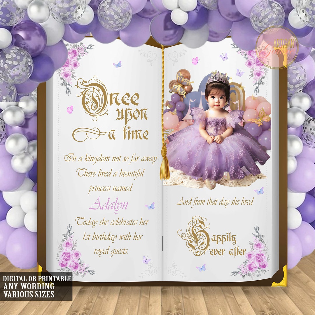 Personalized Once Upon a Time Backdrop, Princess Birthday Party, Little ...