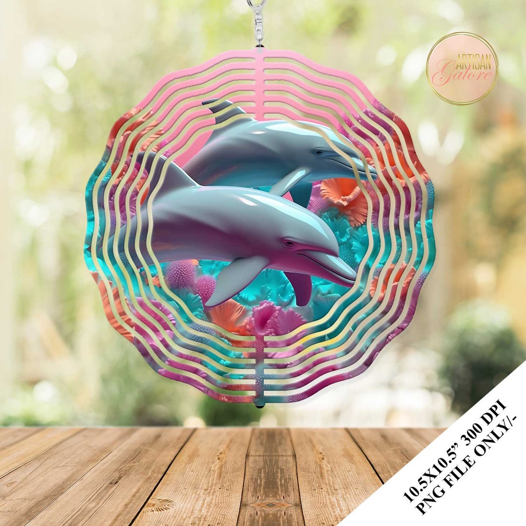 3D Dolphin Wind Spinner Sublimation Design Template, Dolphins Wind ...