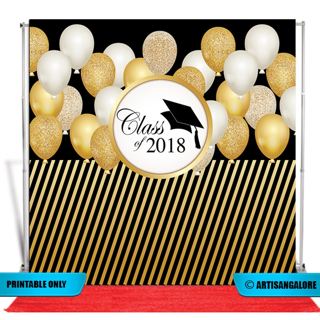 Graduation Backdrop, Graduation Party Banner, Graduation Hat Backdrop ...