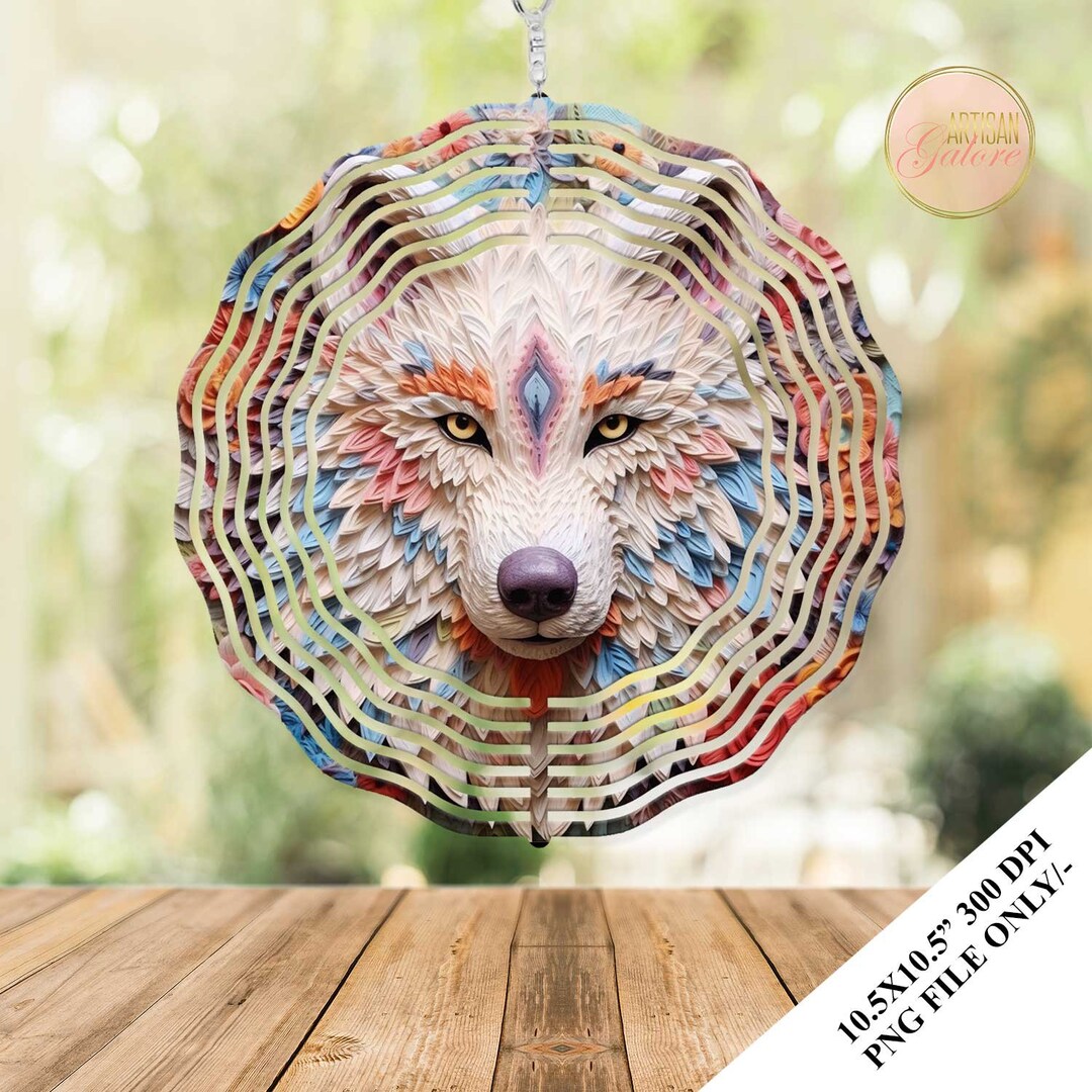 3D Whimsical Wolf Paper Quilling Wind Spinner Sublimation Design ...