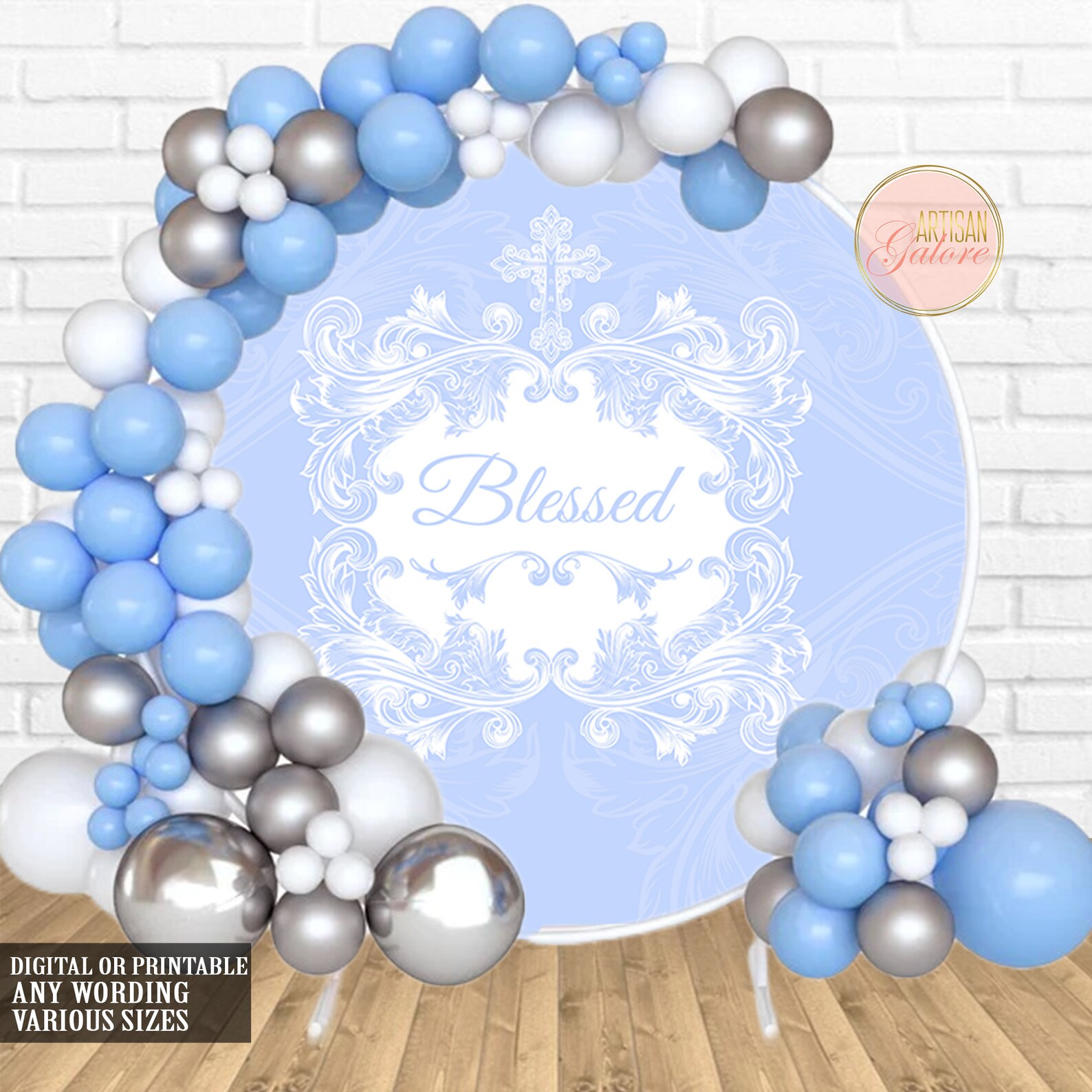 Baptism Round Backdrop Blessed Background Blue Cross Boy First Holy ...