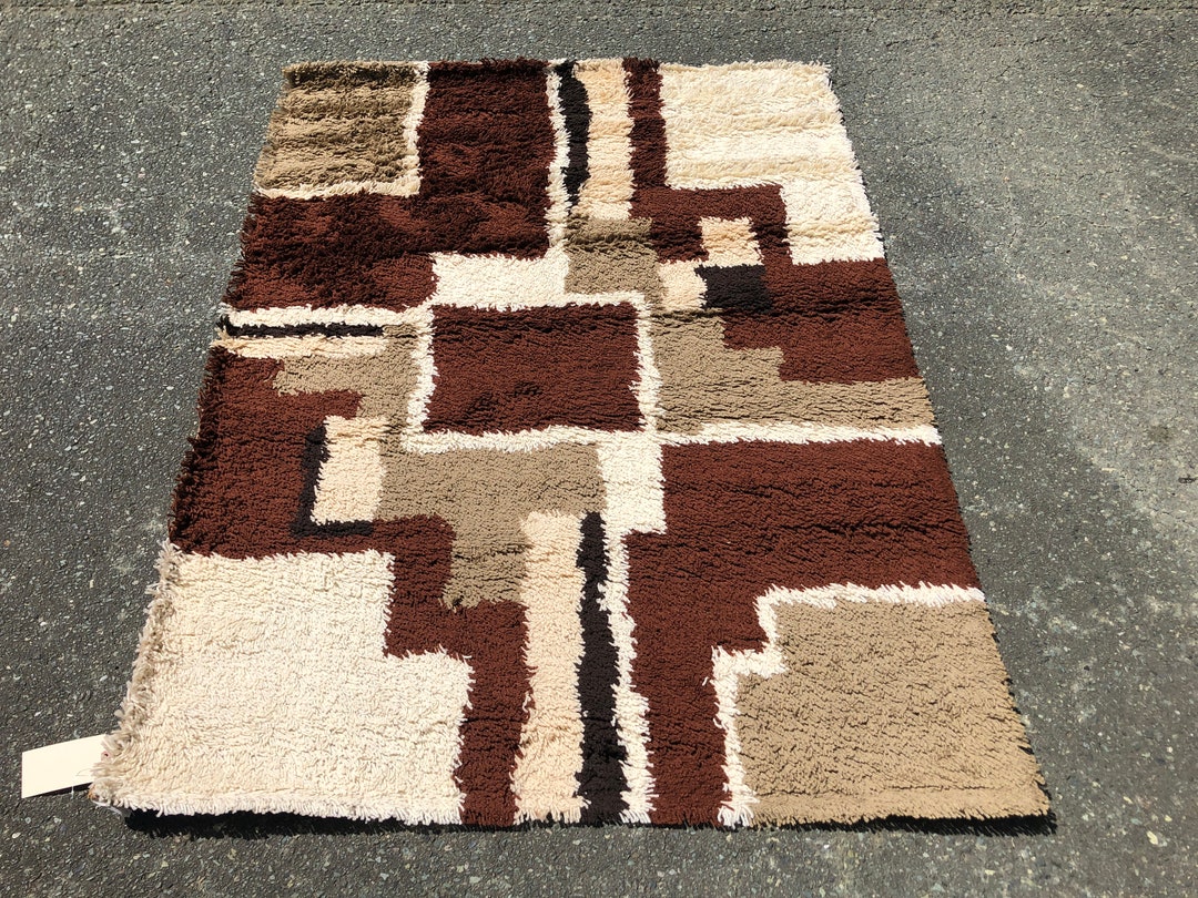 New Old Stock Danish Wool Rya Rug 6' X 4' 1970s Mid - Etsy