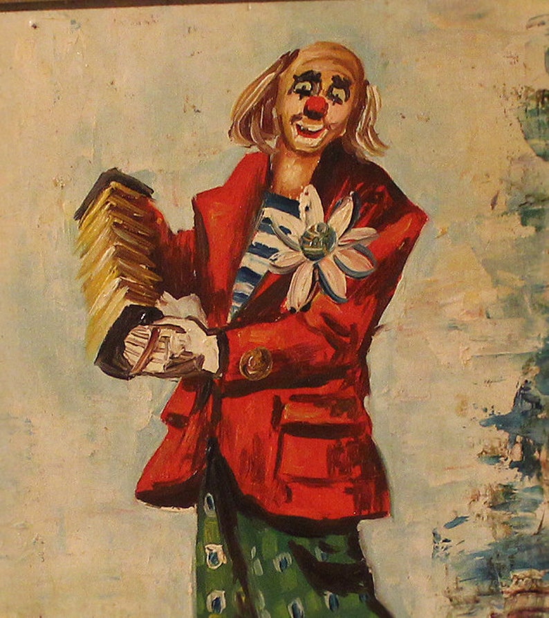 Nice Mid-century Modern Original Clown Oil on Canvas Framed Painting - Etsy