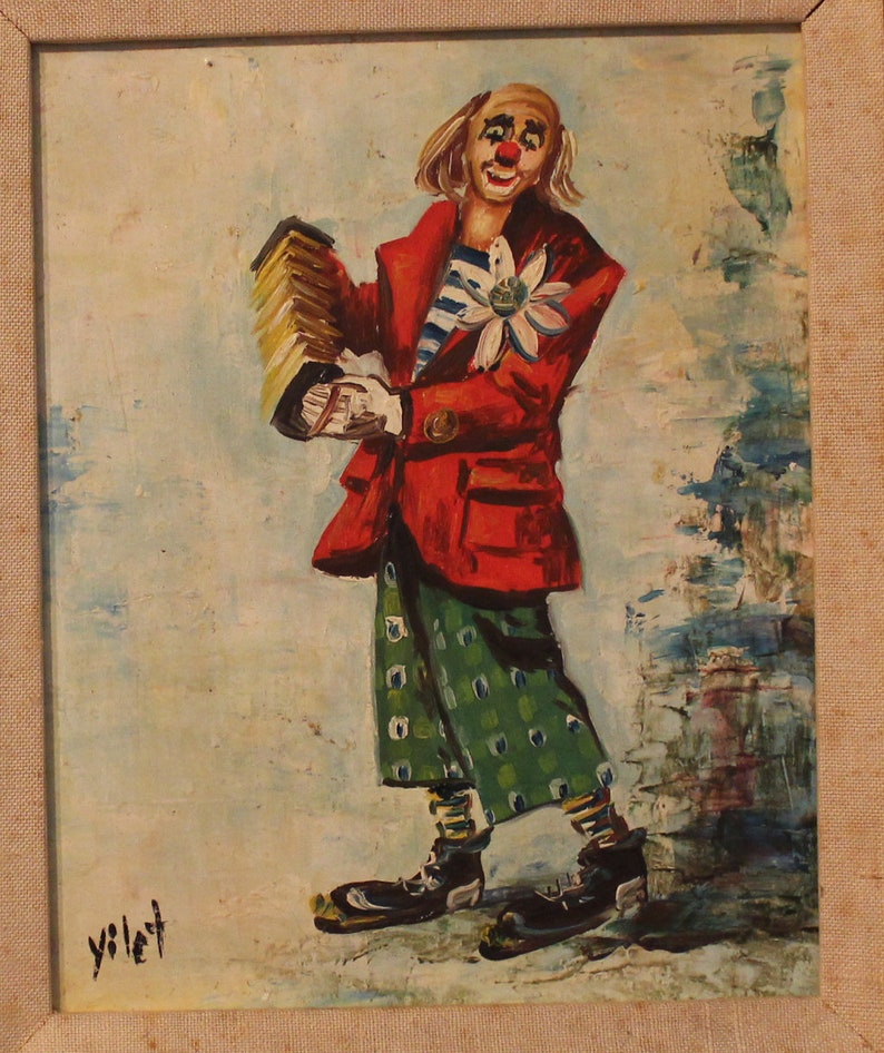 Nice Mid-century Modern Original Clown Oil on Canvas Framed Painting - Etsy
