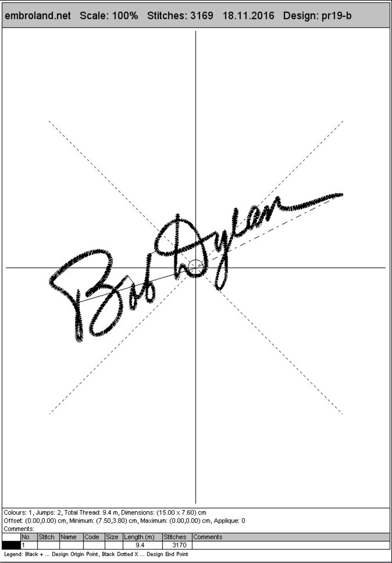 Bob Dylan Signature Autograph Machine Embroidery Design | Etsy