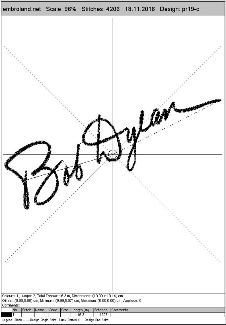 Bob Dylan Signature Autograph Machine Embroidery Design | Etsy