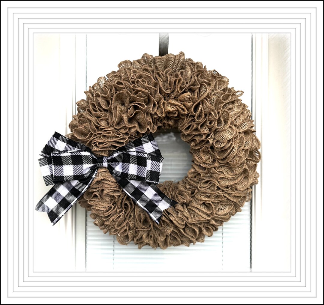 Burlap Wreath, Natural Wreath- Country Wreath, Farmhouse Wreath ...