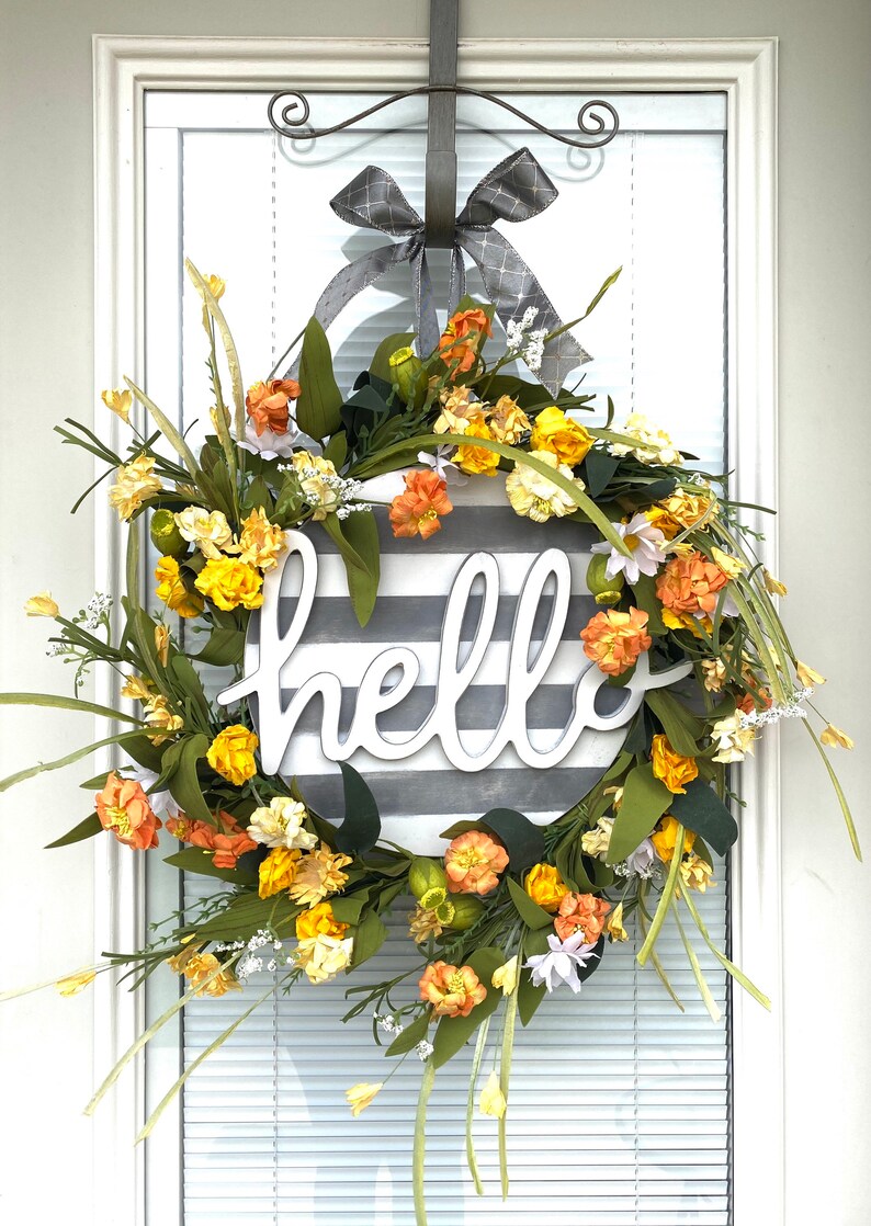 Hello Wreath Summer Wreath Floral Wreath Home Decor | Etsy
