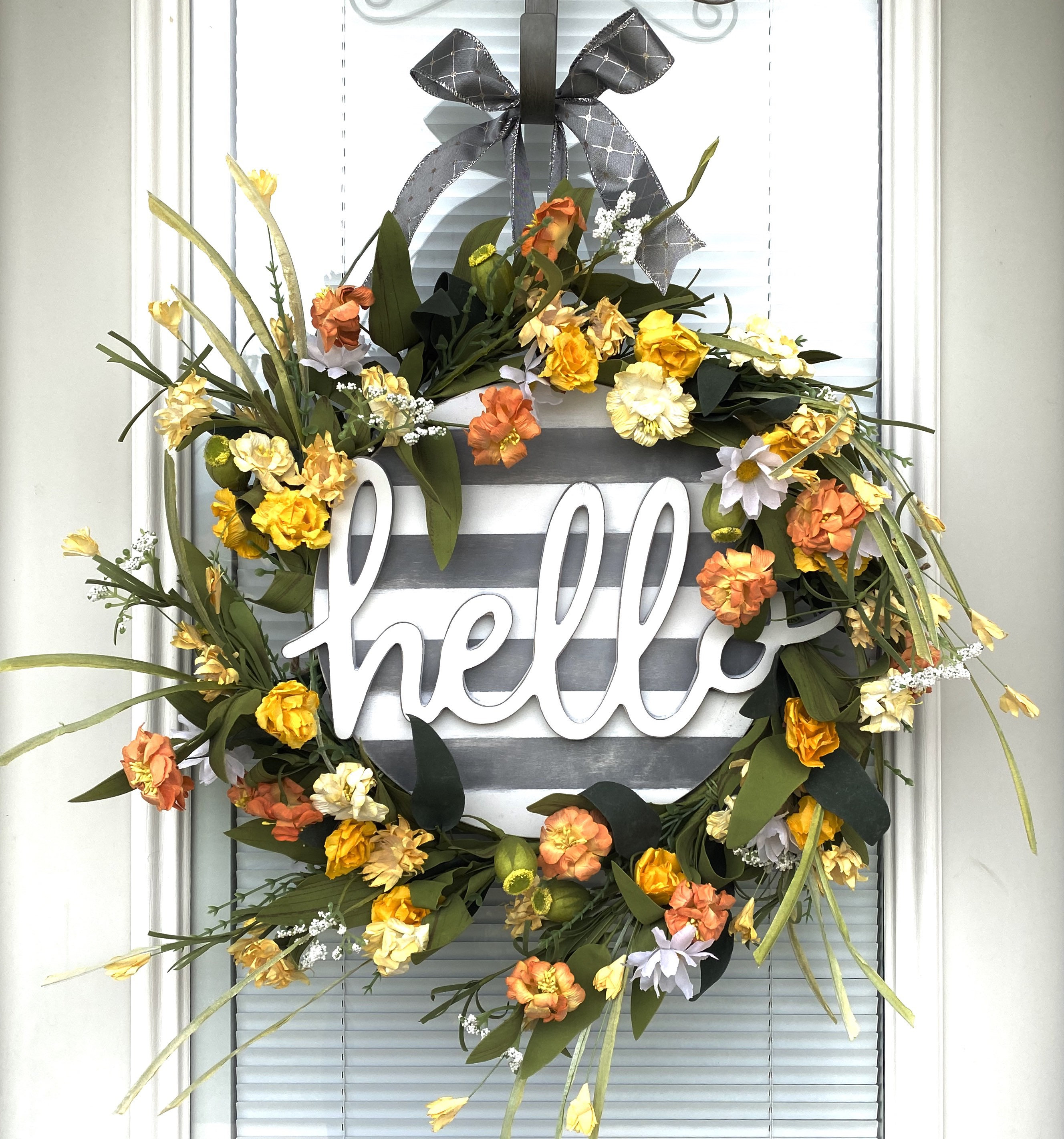 Hello Wreath Summer Wreath Floral Wreath Home Decor | Etsy