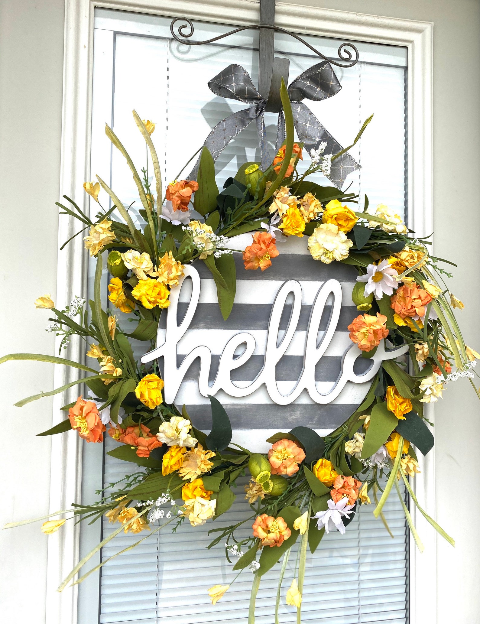 Hello Wreath Summer Wreath Floral Wreath Home Decor | Etsy