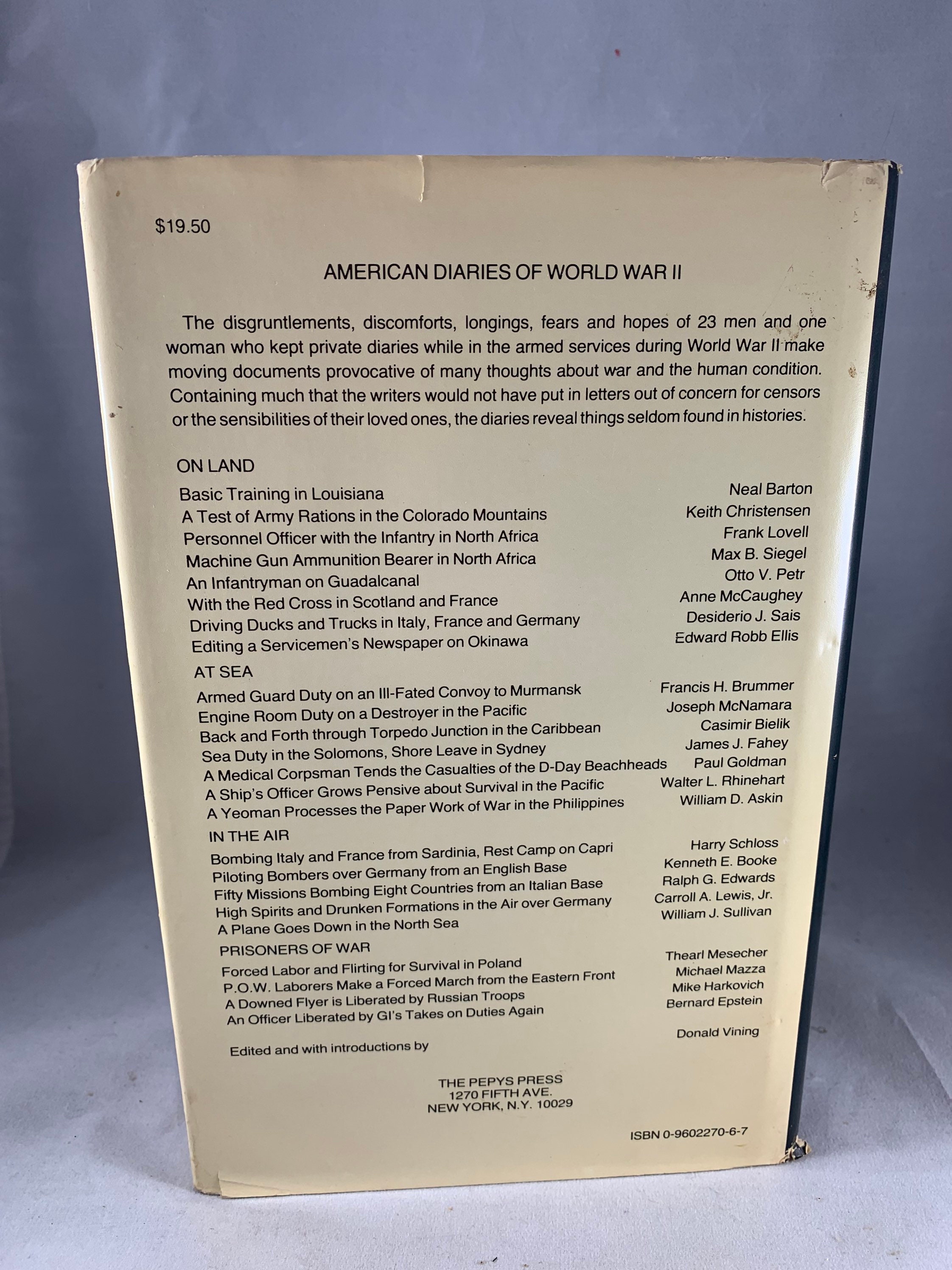 American Diaries of World War II by Donald Vining the Pepys Press 1982 ...