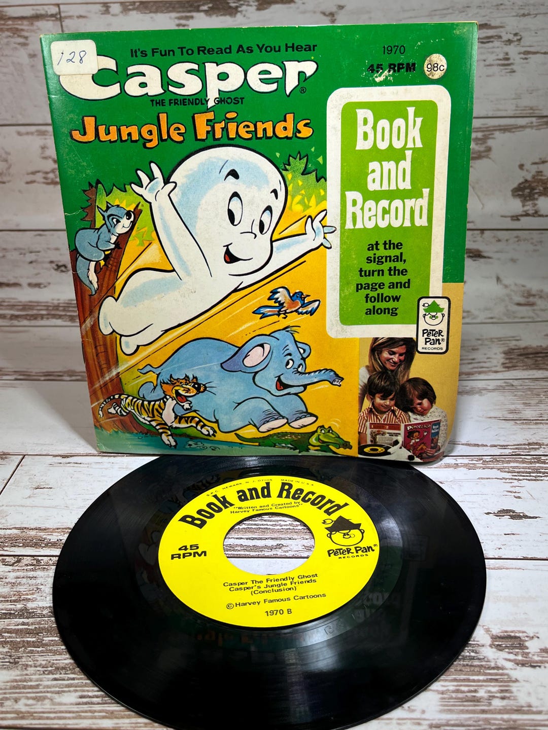 Casper the Friendly Ghost Jungle Friends Book and Record Peter Pan ...