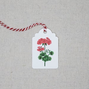 Set of 9 Red Geranium Gift Tags, Original Floral Watercolor Present ...