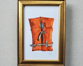 Life Jacket Watercolor Print - Etsy