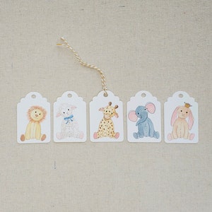Baby Stuffed Animal Gift Tags, Baby Shower Party Favor Goody Bag Tags ...