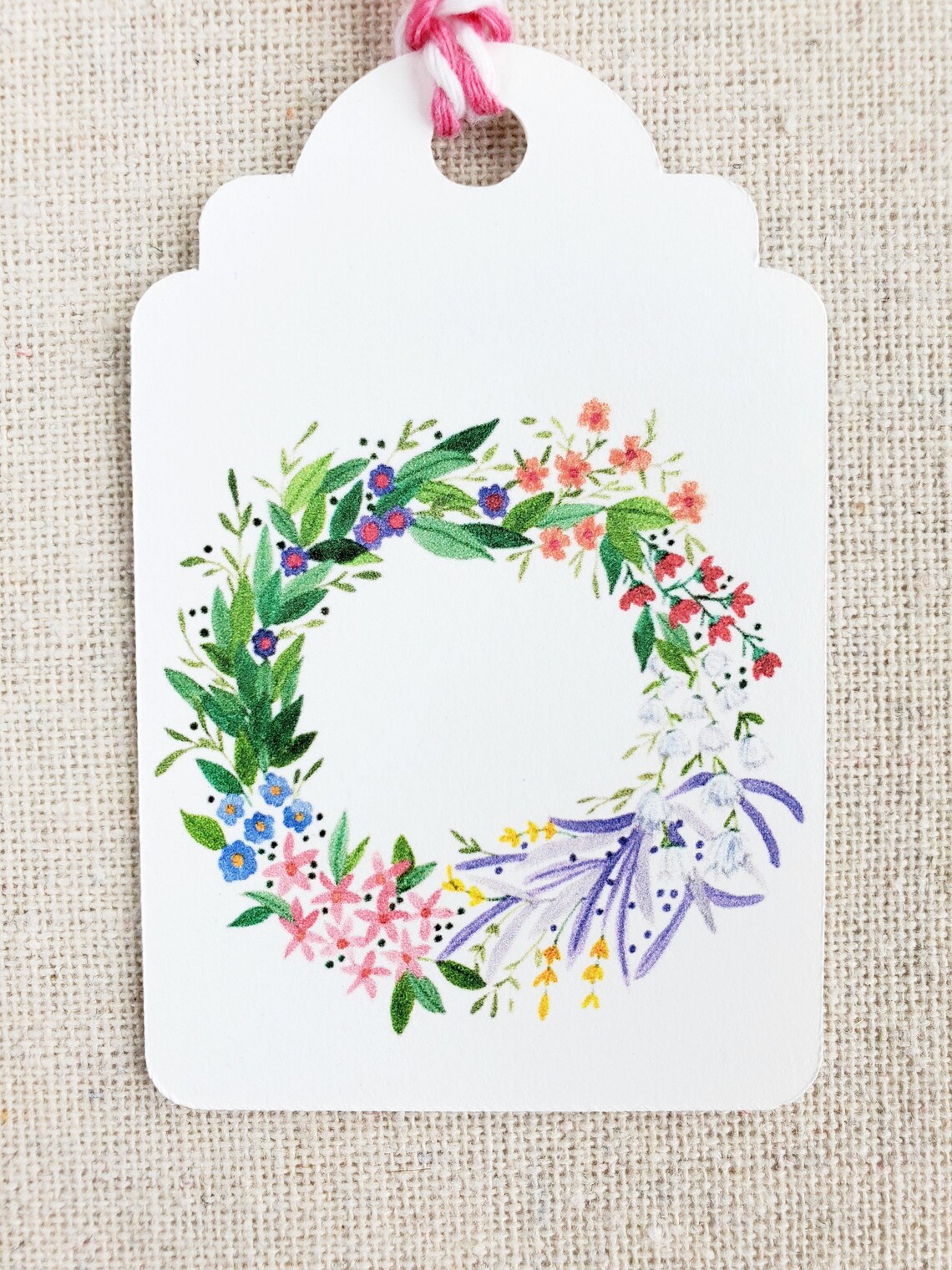 Wreath Gift Tags, Original Watercolor Floral Wreath Present Labels, Set ...