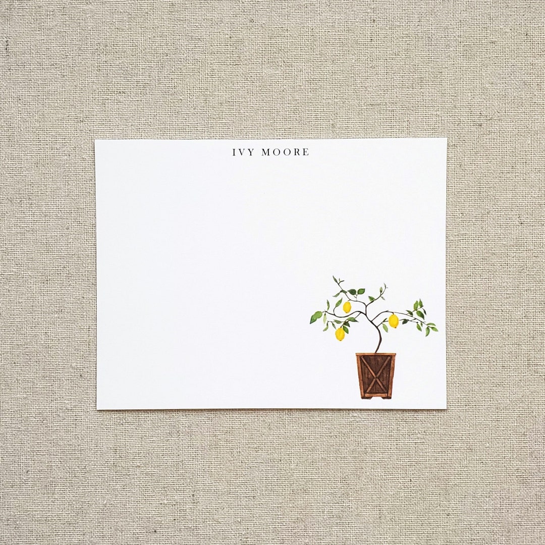 Lemon Tree Blank or Personalized Stationery, Original Watercolor Note ...
