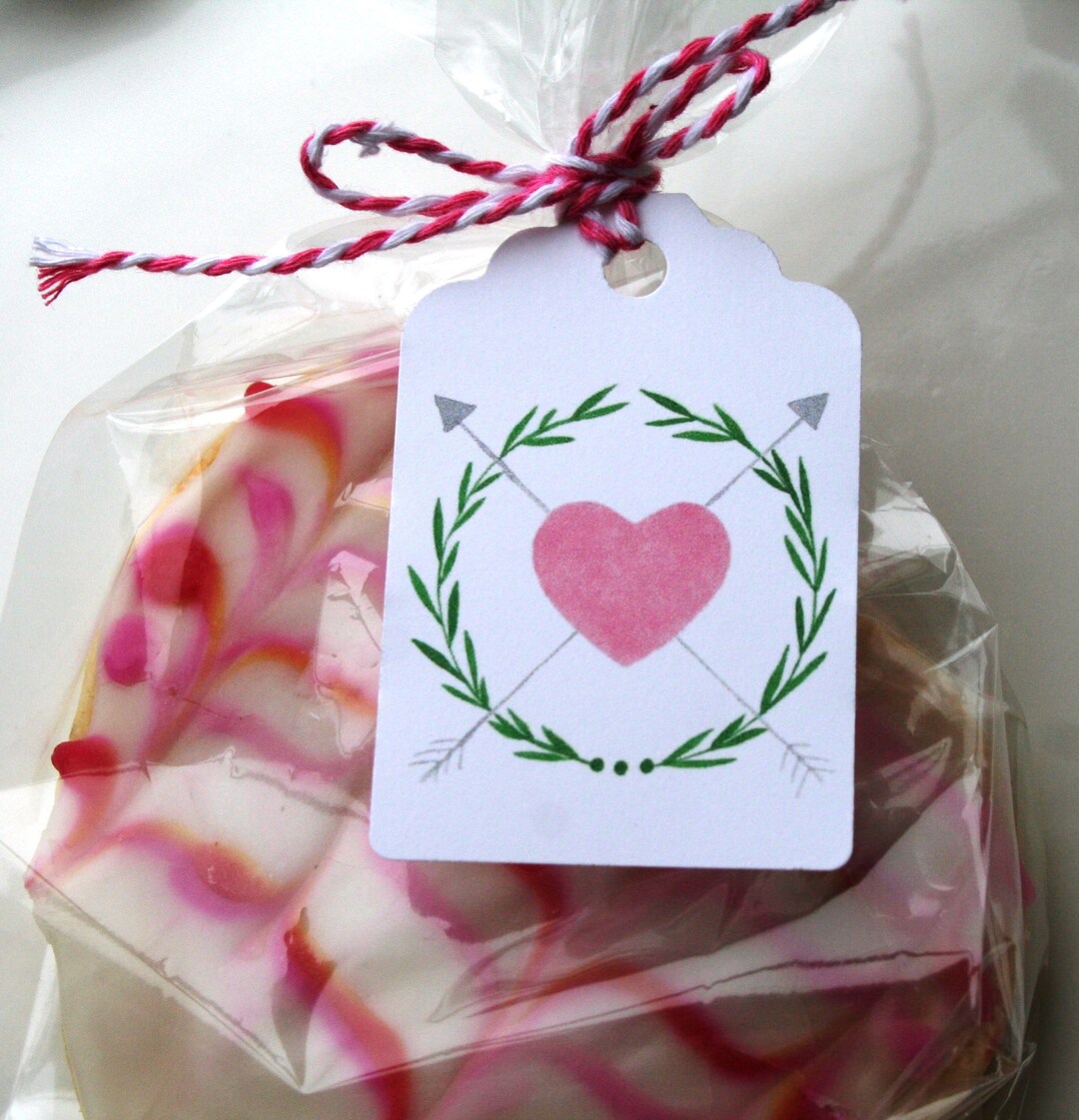 Pink Heart Gift Tags, Set of 9 Original Watercolor Valentine's Day ...