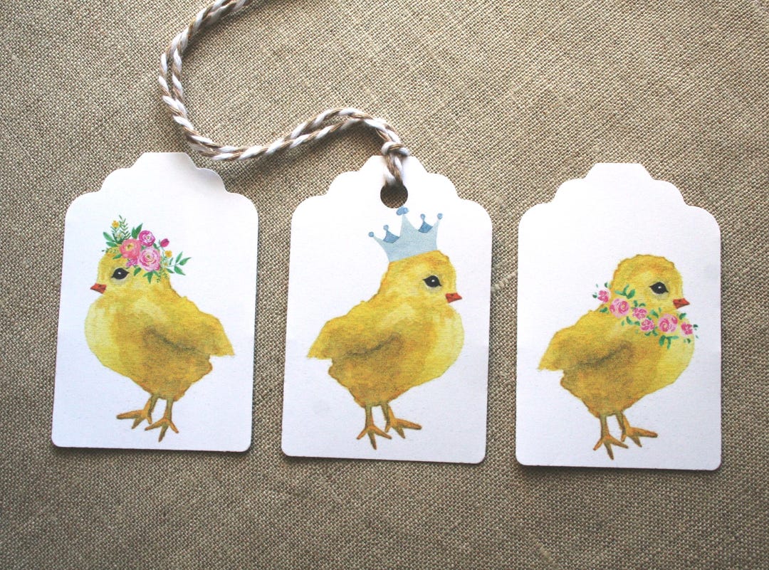 Easter Chick Gift Tags, Original Watercolor, Set of 9 - Etsy